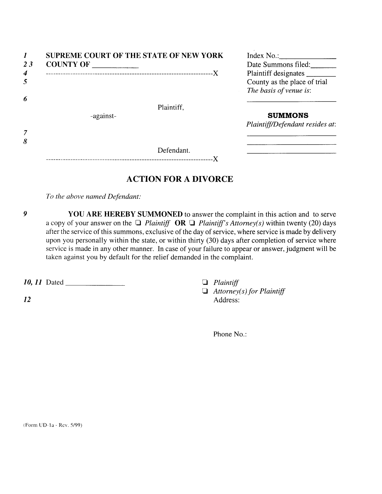 Form UD-1A Download: Summons (PDF)